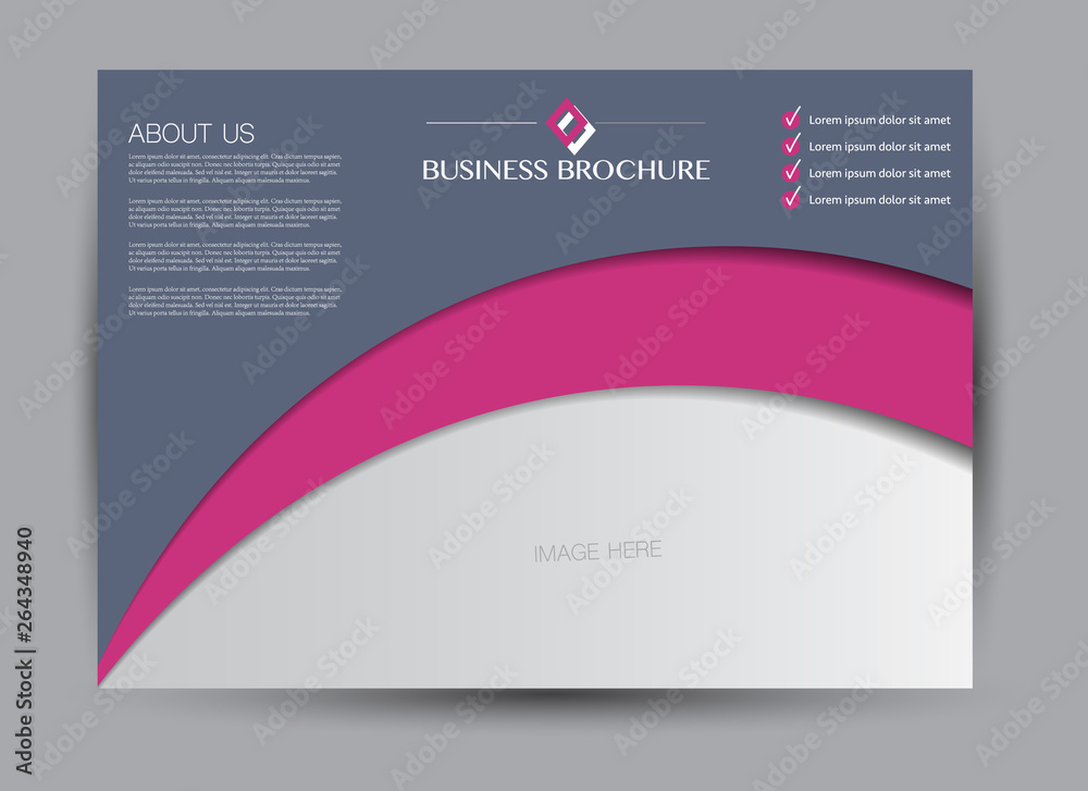 Blue and pink landscape wide flyer or brochure template. Billboard ...