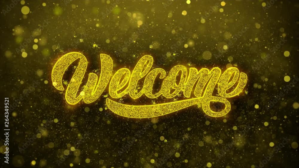 Welcome Greetings card Abstract Blinking Golden Sparkles Glitter ...