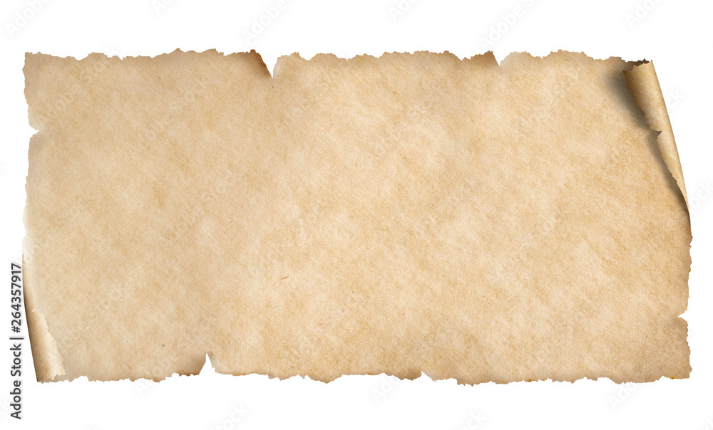 Foto de narrow vintage paper horizontal sheet isolated on white do ...