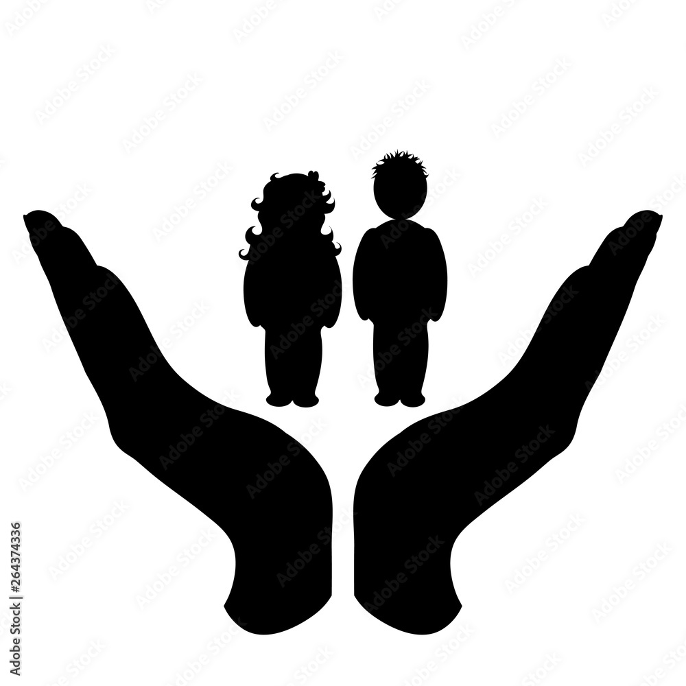 Vector silhouette of a hand in a defensive gesture protecting a ...