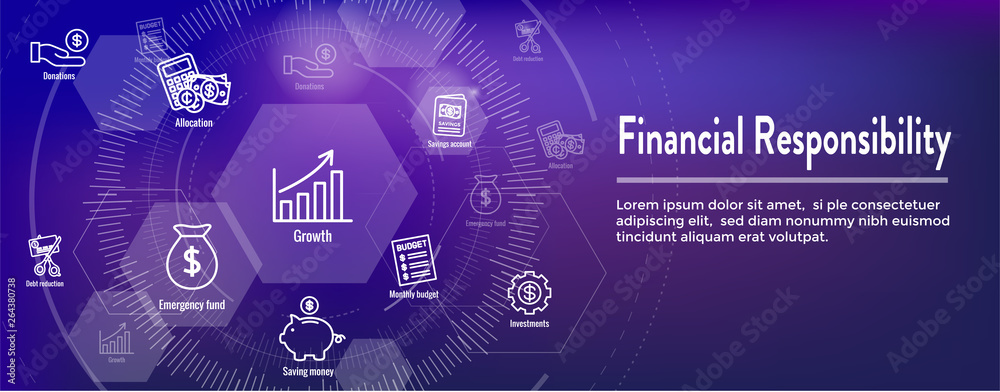 Personal Finance & Responsibility Icon Set - Web Header Banner Stock ...
