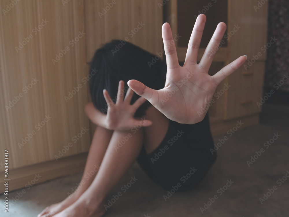 Stop violence and rape concept,concept photo of sexual assault,traumatized young girl Stock ...