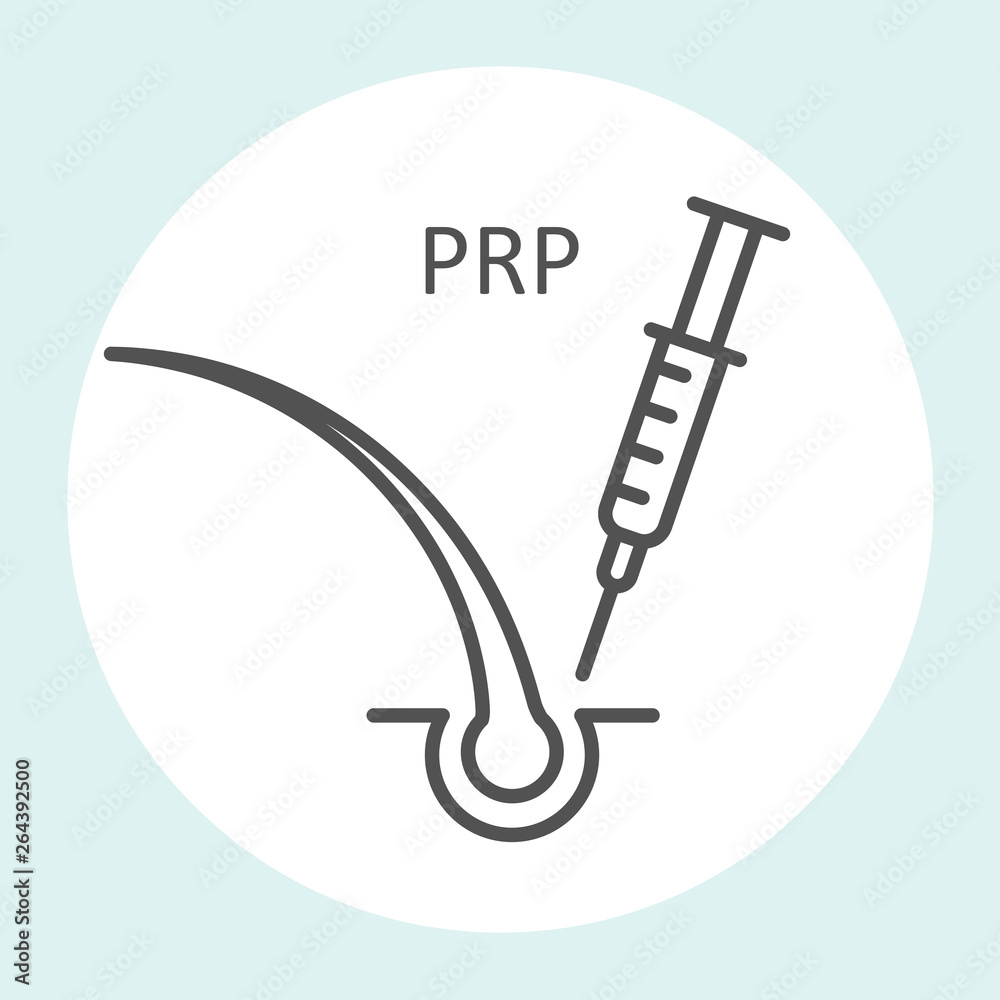 Platelet rich plasma icon, prp therapy, stop hair loss icon - syringe ...