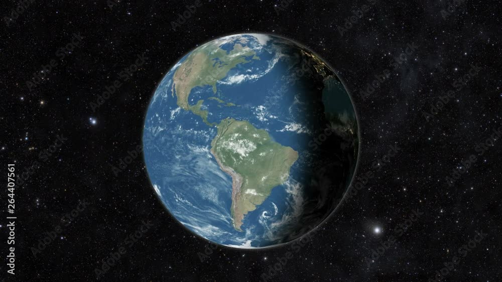 Planet earth from space. Day to night realistic world globe spinning ...