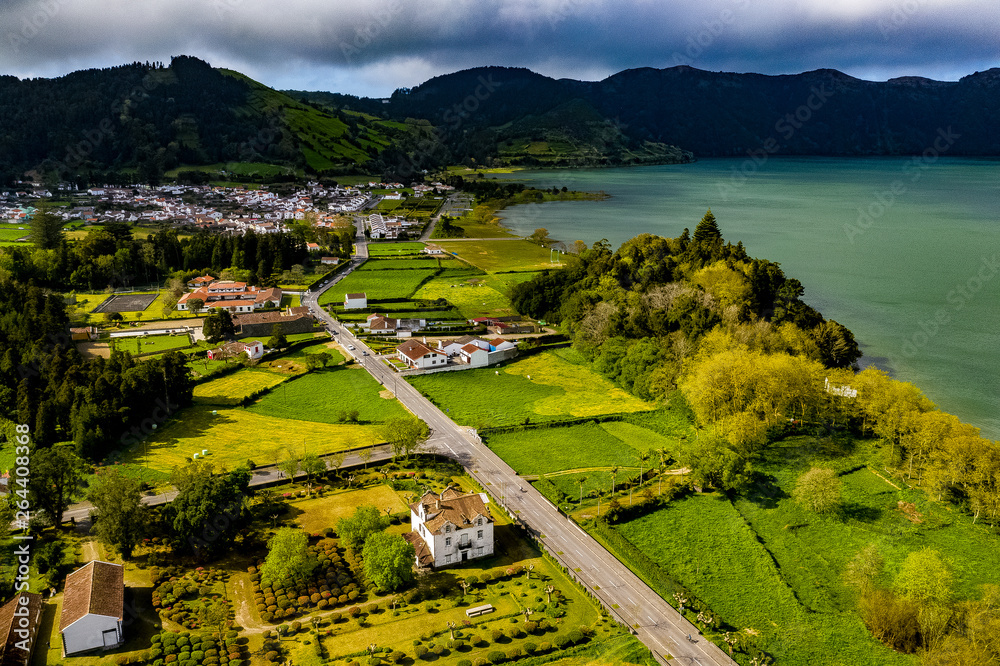 Sete Cidades - Die Azoren von oben - Sete Cidades aus der Luft Stock ...