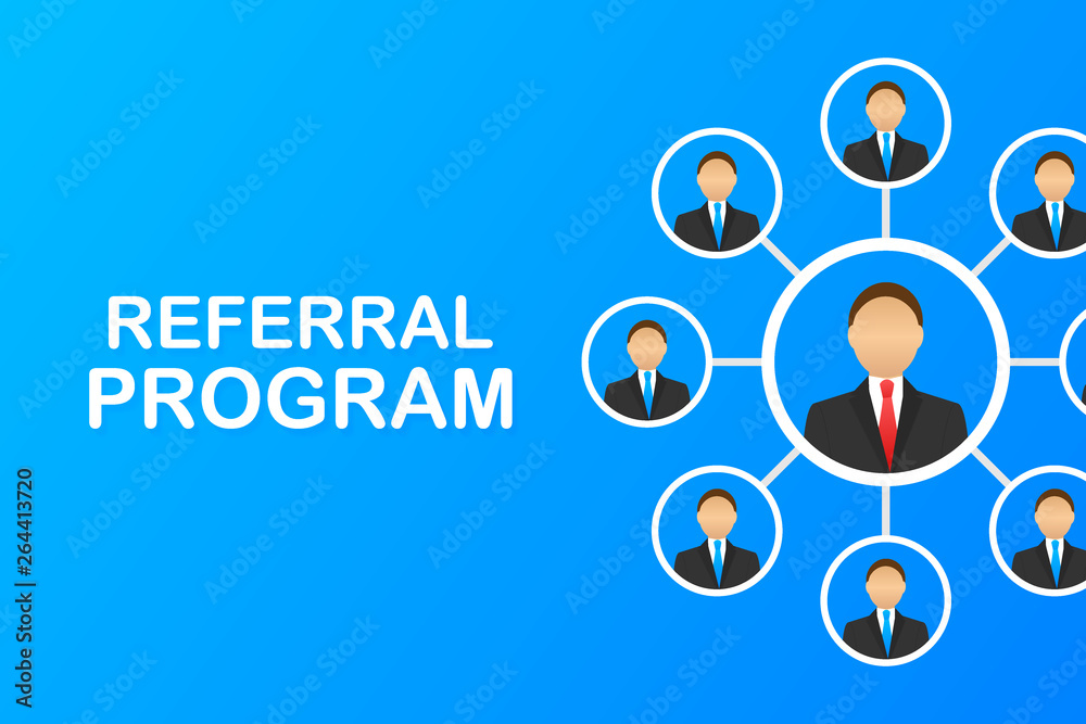 Referral marketing concept, referring friends, referral program ...