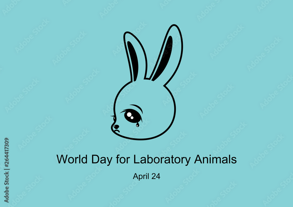 World Day for Laboratory Animals vector. Sad bunny vector. Crying ...