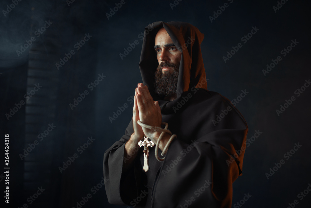 Poster Medieval monk praying with closed eyes – Wall Art | UkPosters