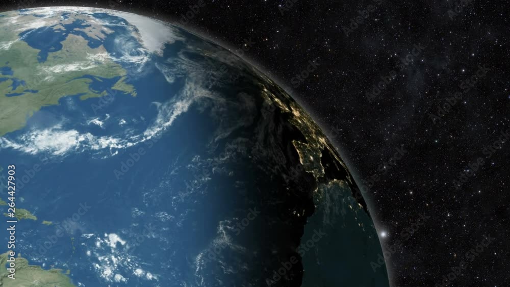 Planet earth from space. Day to night realistic world globe spinning ...