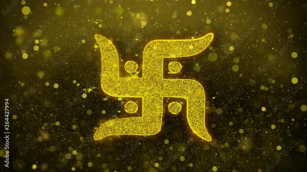 Swastika Symbol Element Sign Greetings card Abstract Blinking Golden ...
