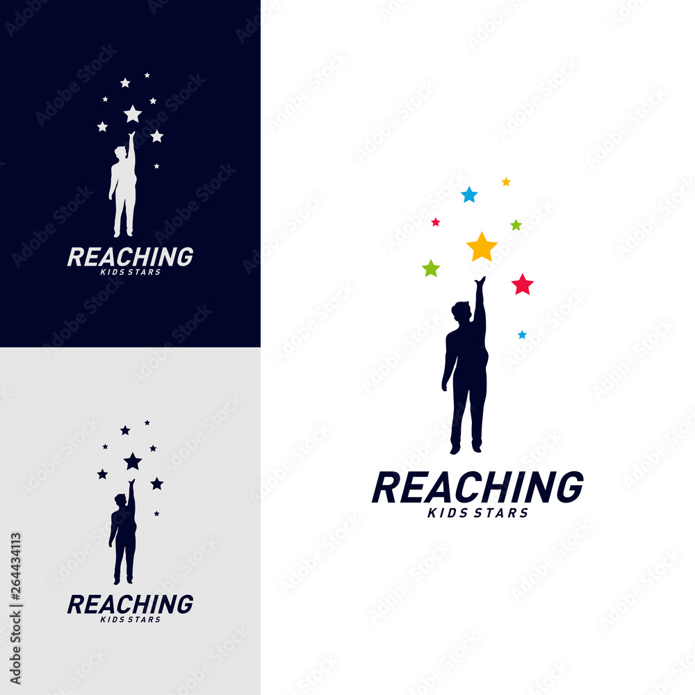 Children Stars Logo Design Concept. Reaching Dream star logo. Colorful ...