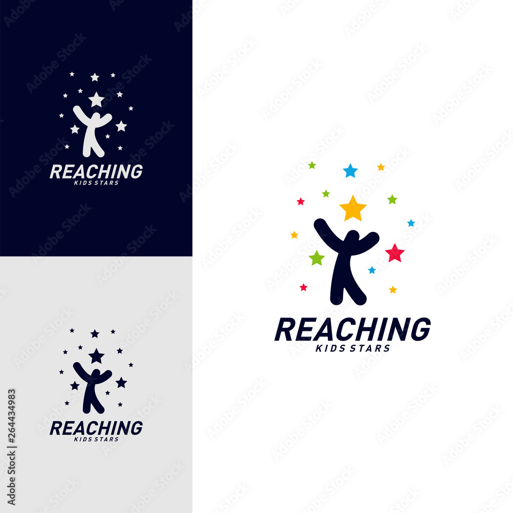 Children Stars Logo Design Concept. Reaching Dream star logo. Colorful ...