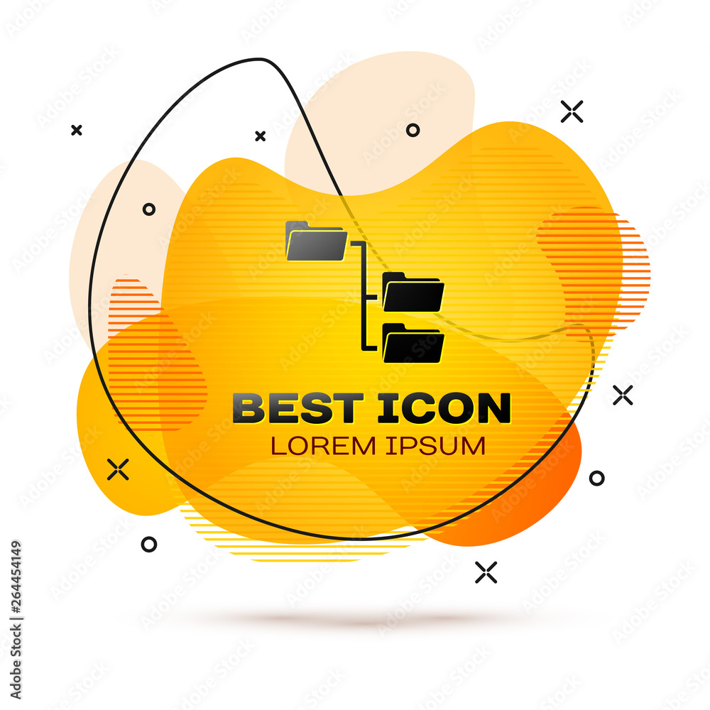 Black Folder tree icon isolated on white background. Computer network ...
