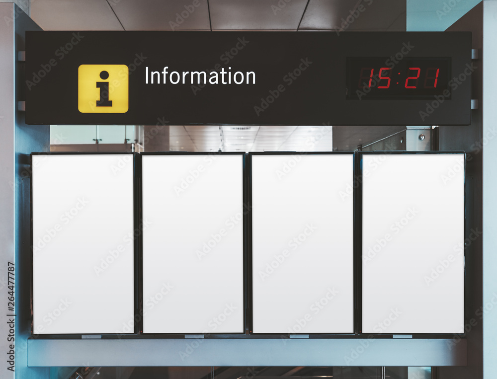 Close-up information or arrival and departure board mockup consisting ...