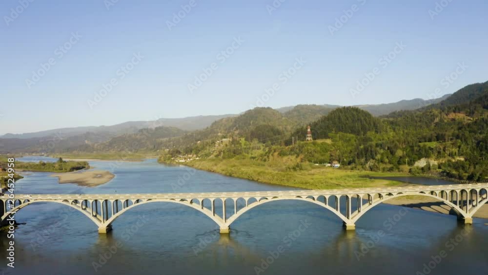 Aerial of Isaac Lee Patterson Bridge, also known as the Rogue River ...