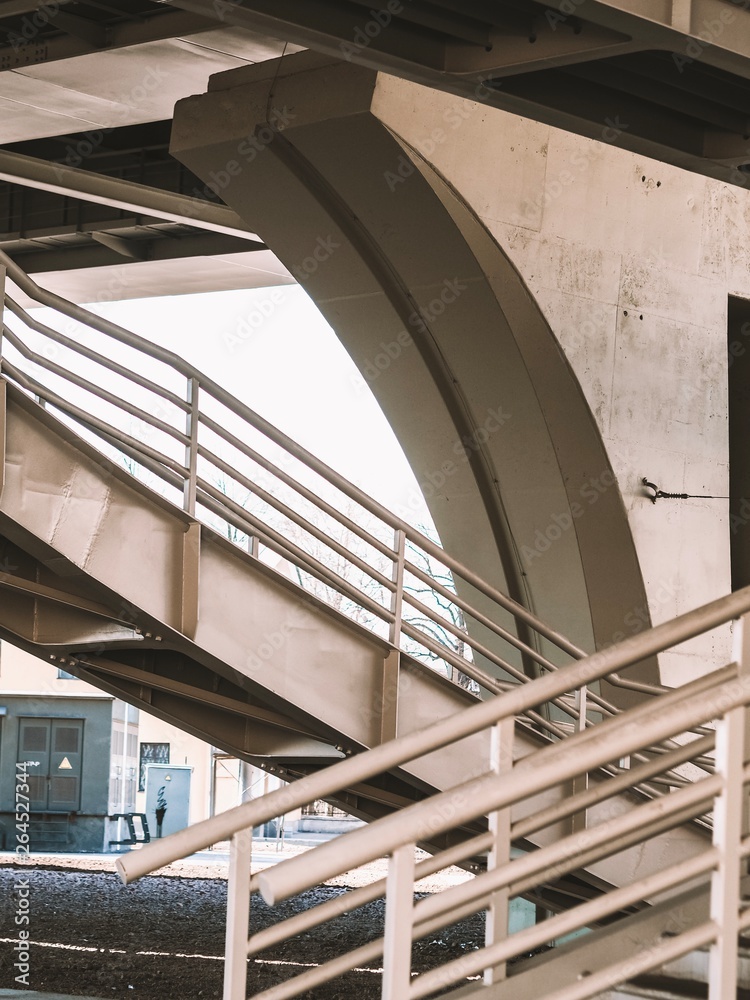 Architectural Design On A Bridge. Close detail of modern architectural ...