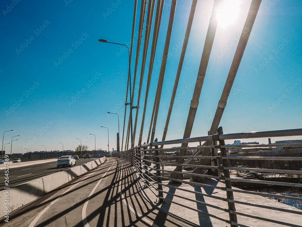 Architectural Design On A Bridge. Close detail of modern architectural ...
