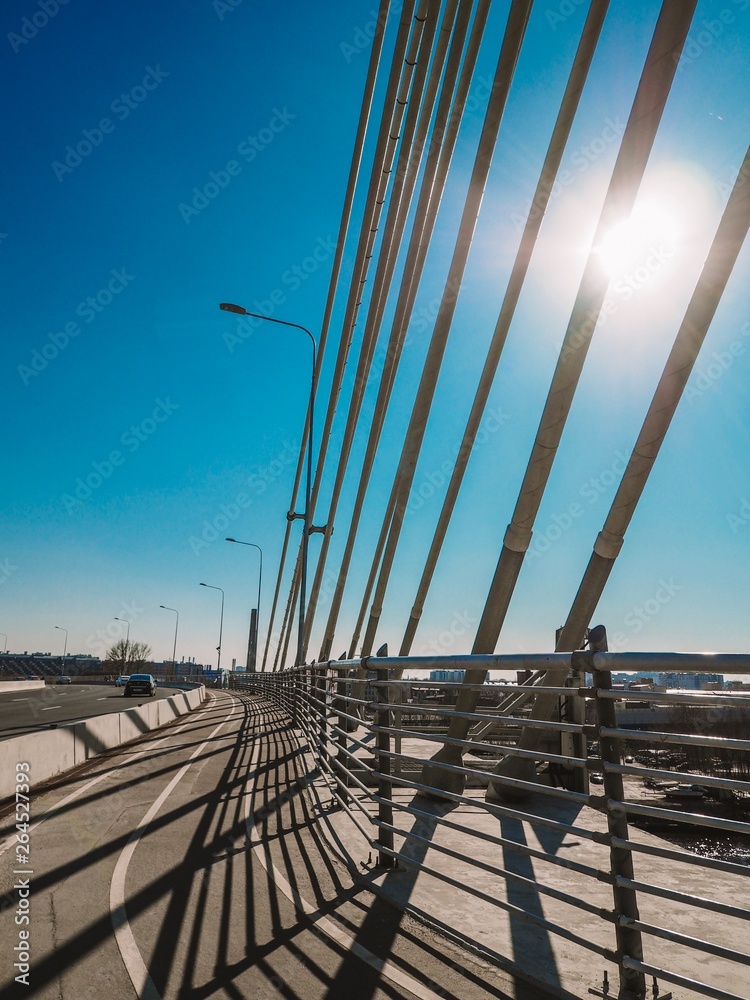 Architectural Design On A Bridge. Close detail of modern architectural ...
