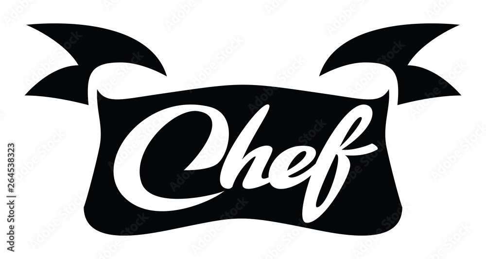 Vector monochrome template with calligraphic lettering Chef Stock ...