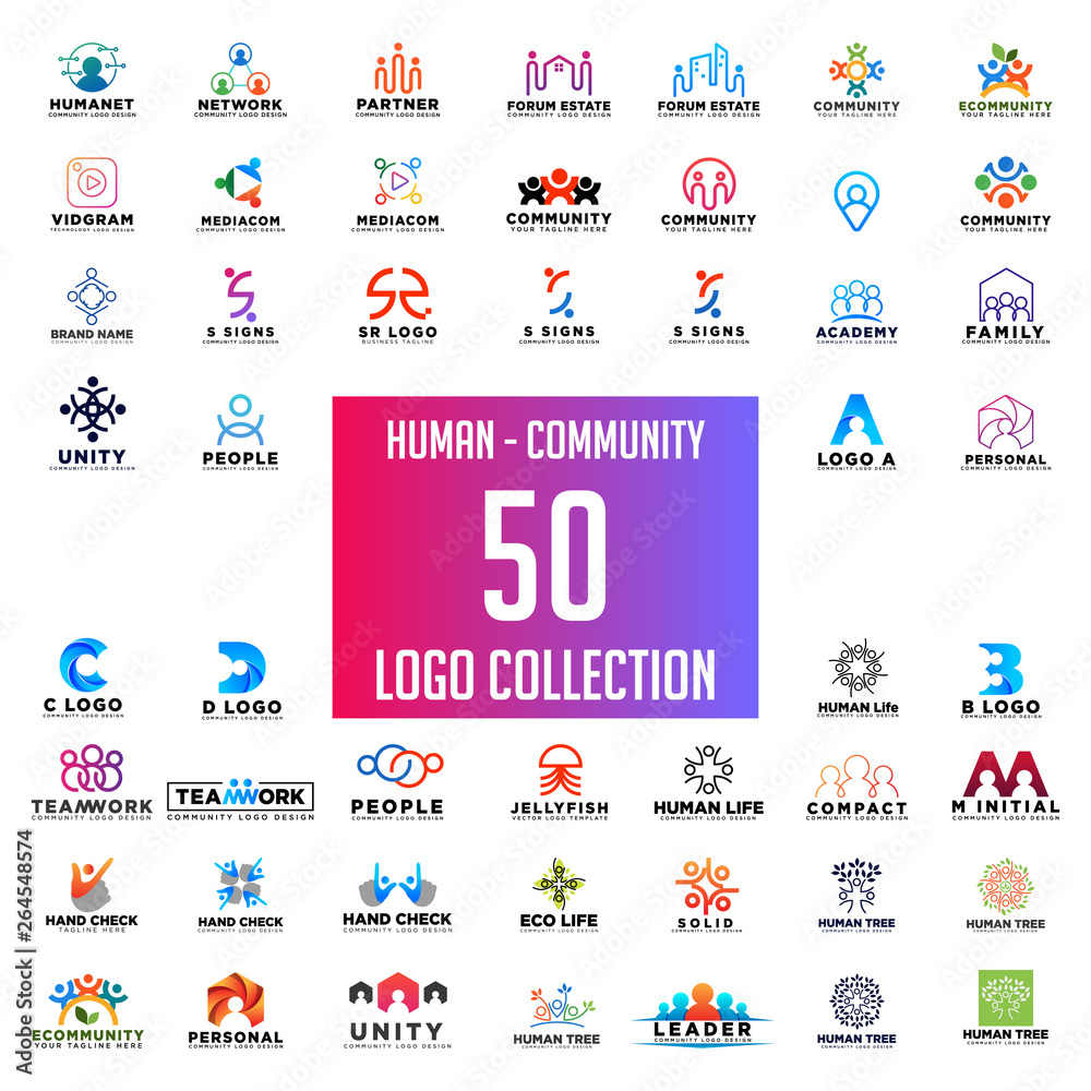 community people logo collection vector design, teamwork logo set ...