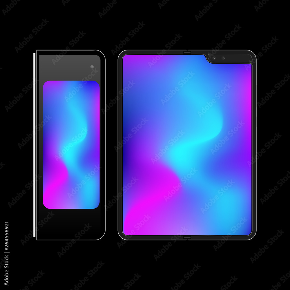 Vector realistic template. Folding tablet computer. Template for design ...