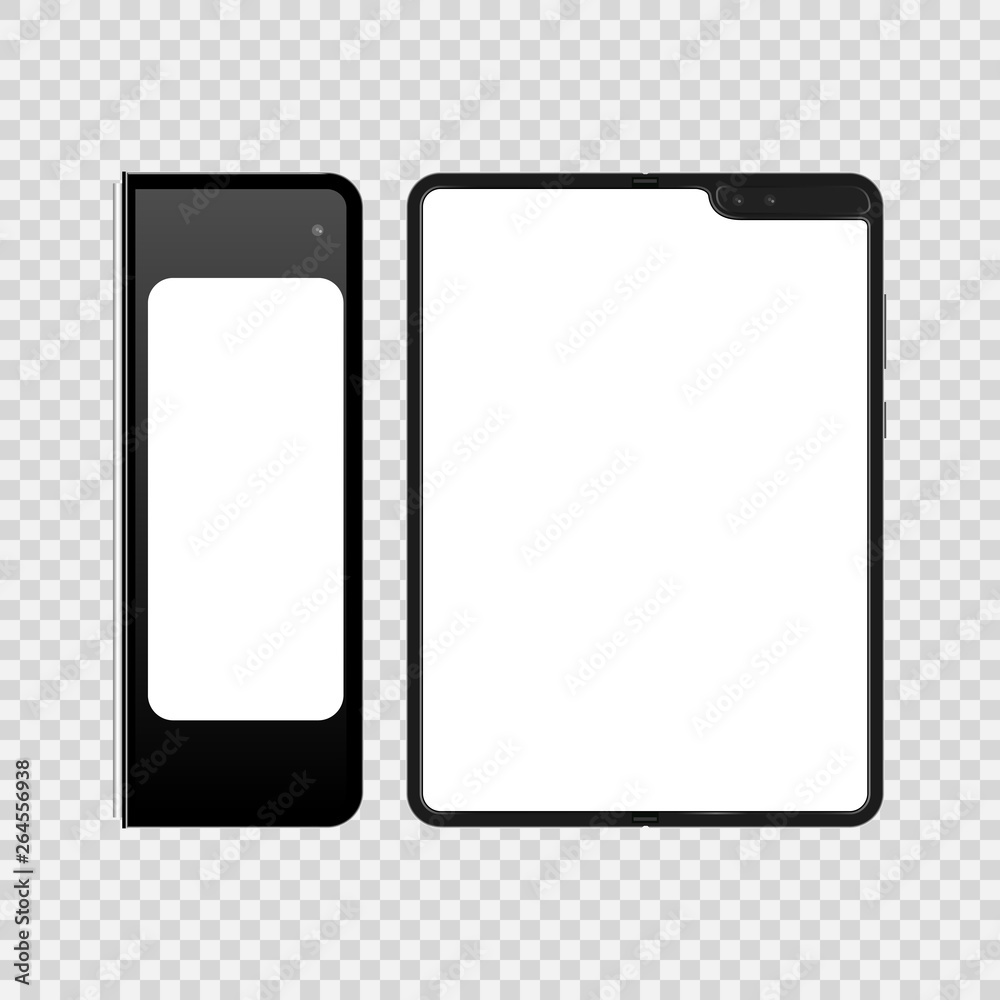 Vector realistic template. Folding tablet computer. Template for design ...