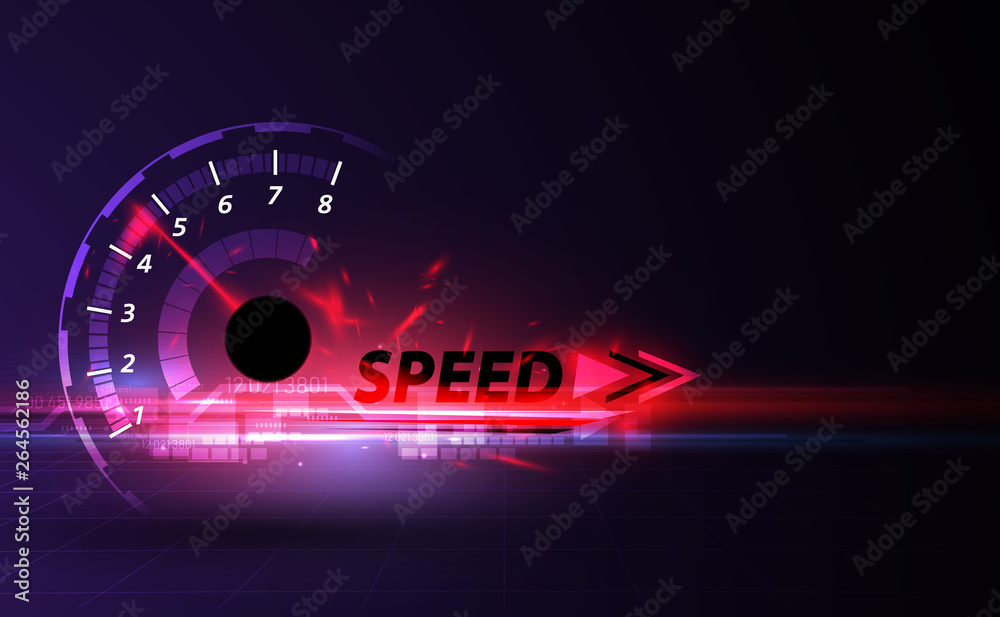 Speed motion background with fast speedometer car. Racing velocity ...