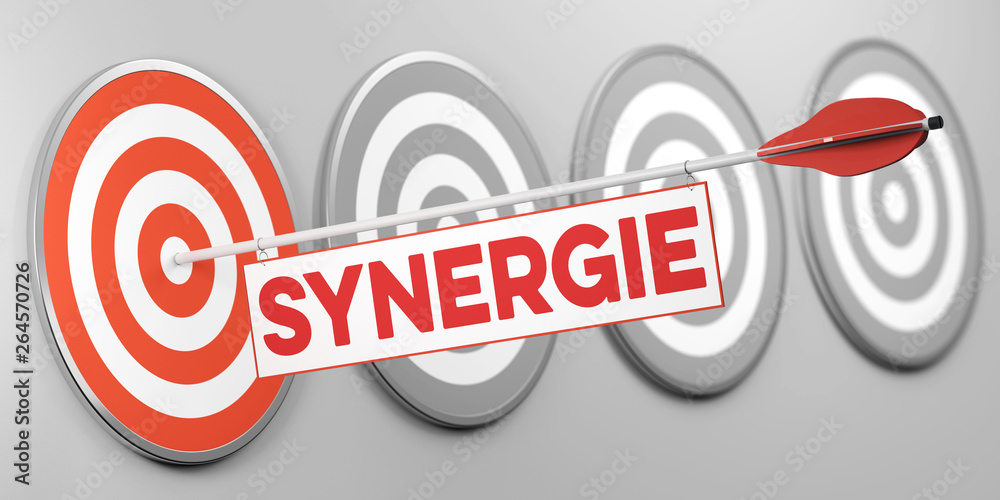 Synergie auf Zielscheibe als Kooperation Stock Illustration | Adobe Stock