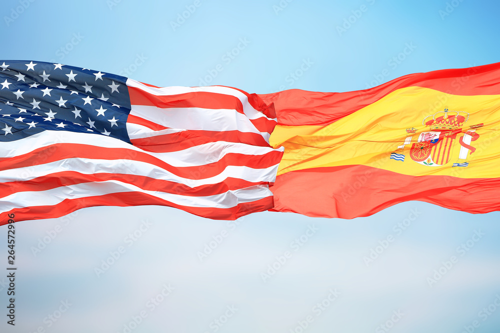 Flags of the USA and Spain Stock Photo | Adobe Stock