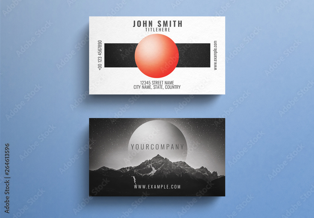 Business Card Layout with Outer Space Elements Stock Template | Adobe Stock