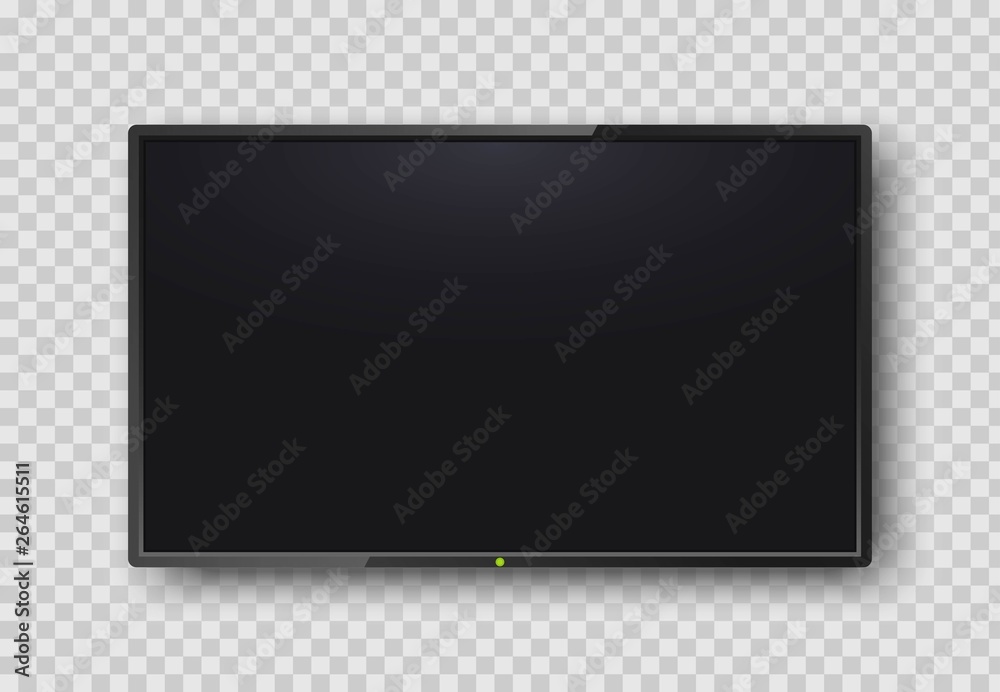 Realistic TV screen on transparent background. Modern blank screen lcd ...