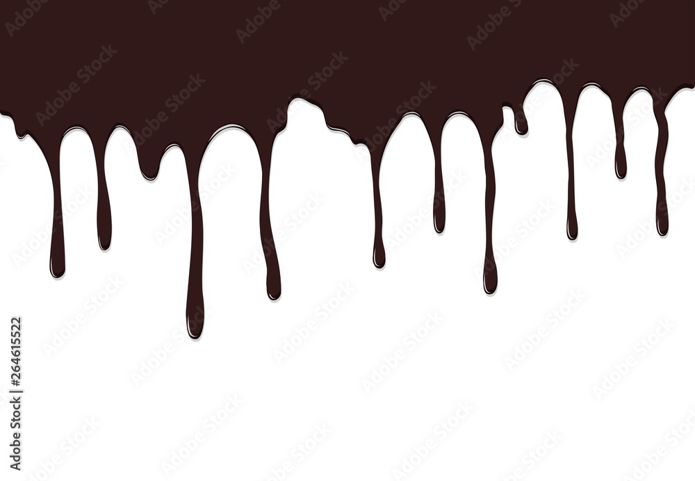 Dripping chocolate syrup. Melted brown chocolate flow down. Template ...