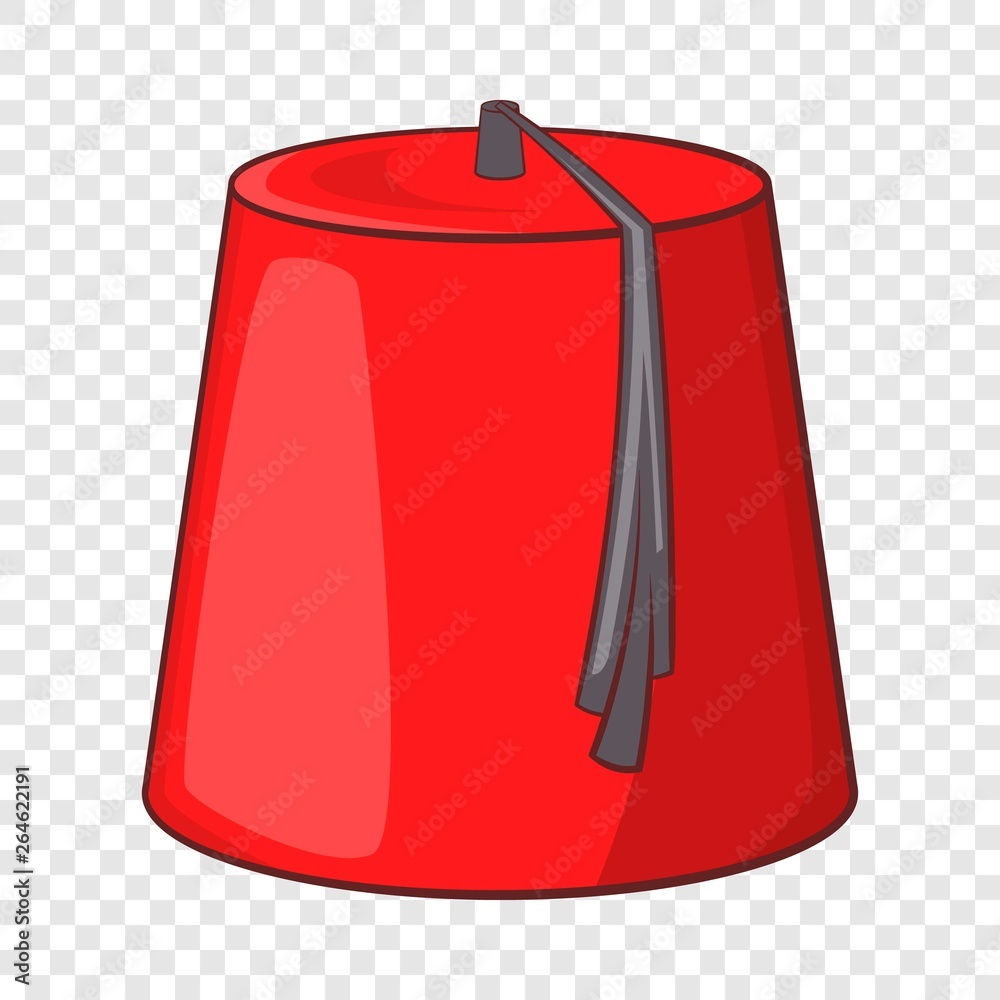 Red turkish hat fez icon. Cartoon illustration of fez vector icon for ...
