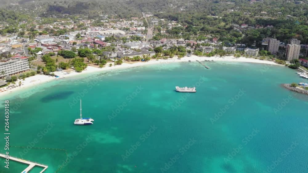 Beautiful turquoise bay at Ocho Rios, Jamaica Aerial shot of beautiful ...