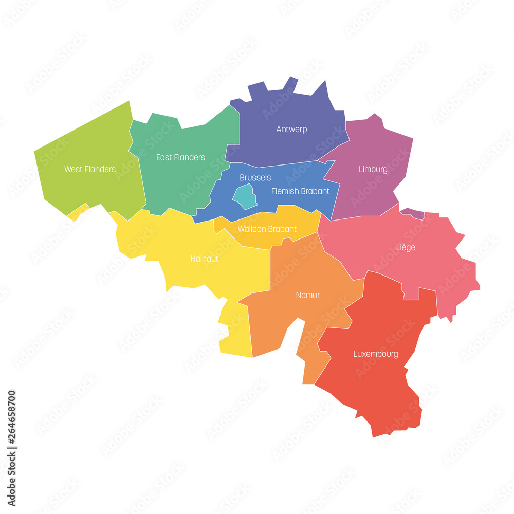 Provinces of Belgium. Map of regional country administrative divisions ...