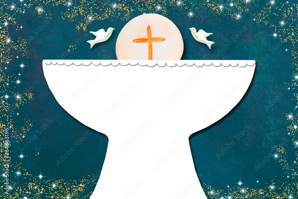 First holy communion invitation card Stock Illustration | Adobe Stock