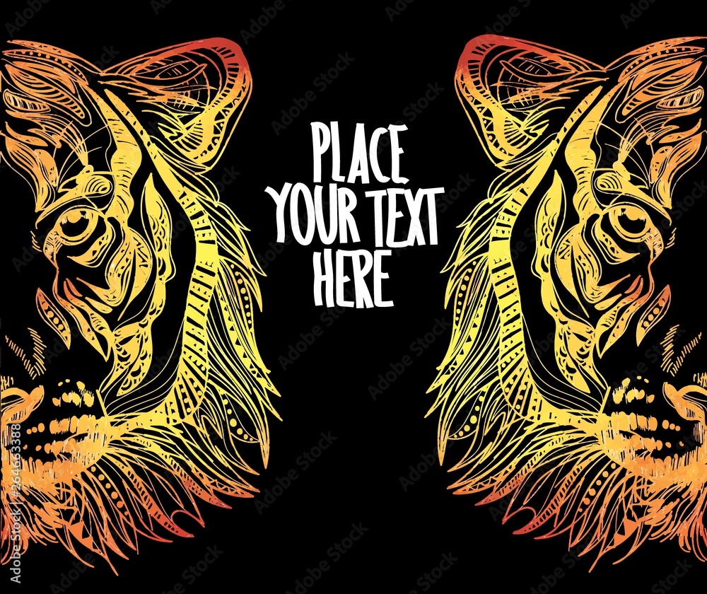 The head of a tiger. Meditation, coloring of the mandala. Drawing ...