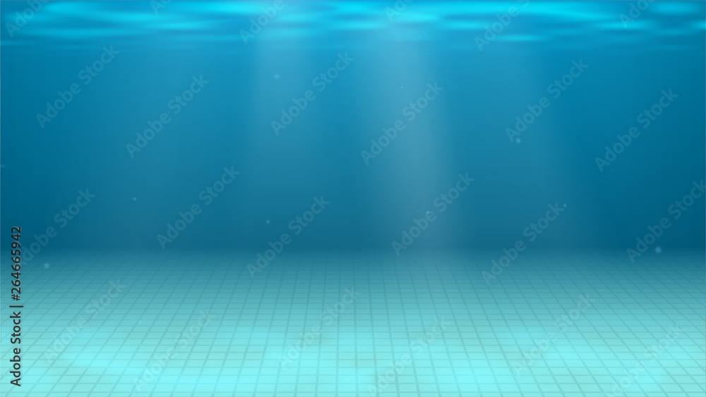 Vector background with pool bottom. Under water. Water sports and ...