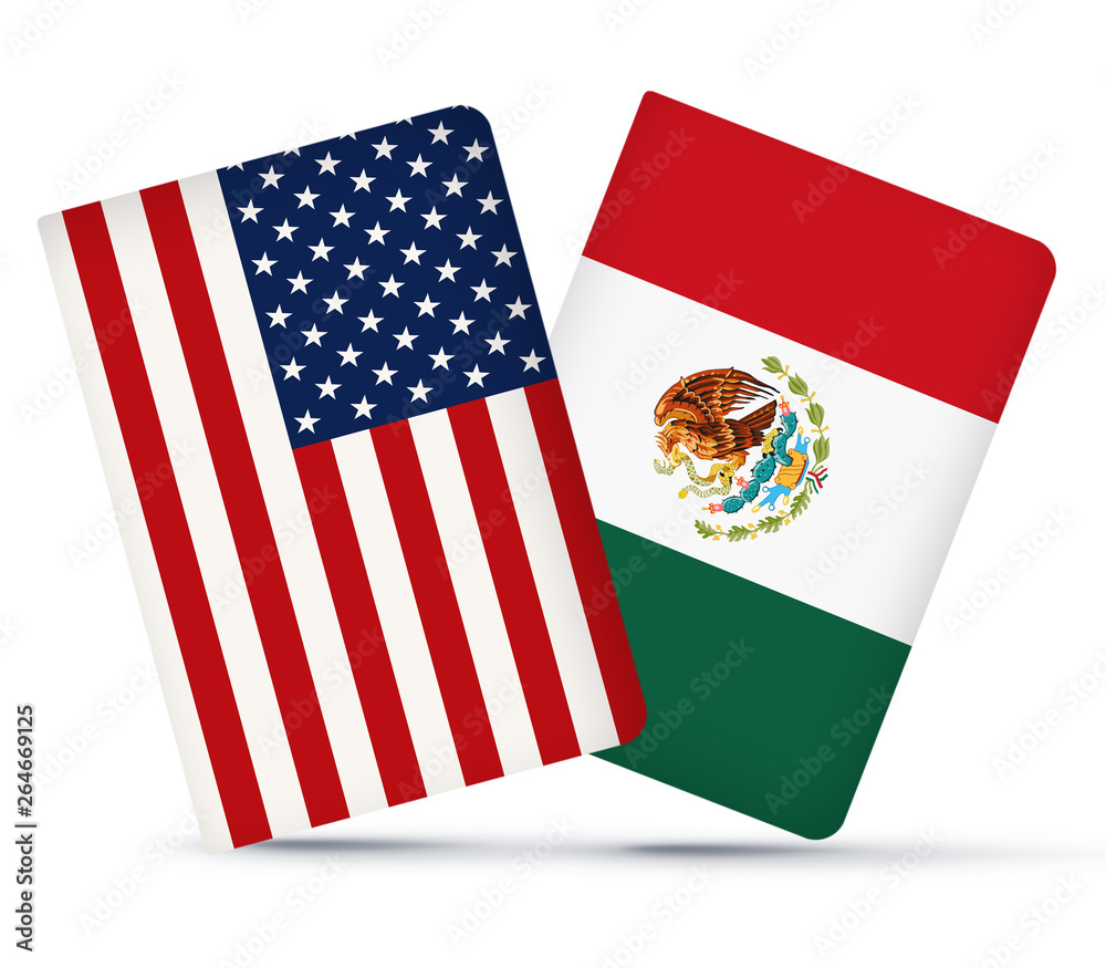 Mexican American Flags Crossed