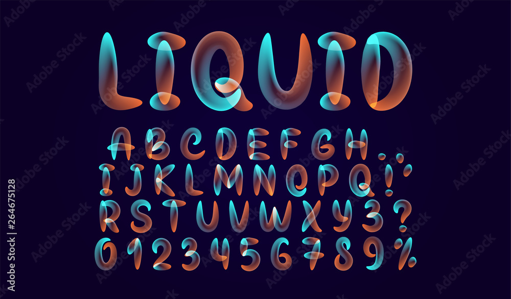 Fluid colored letter. Alphabet font of melting liquid. Stock Vector ...