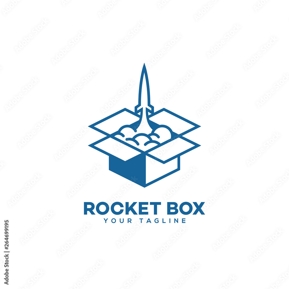 Rocket box logo Stock Vector | Adobe Stock