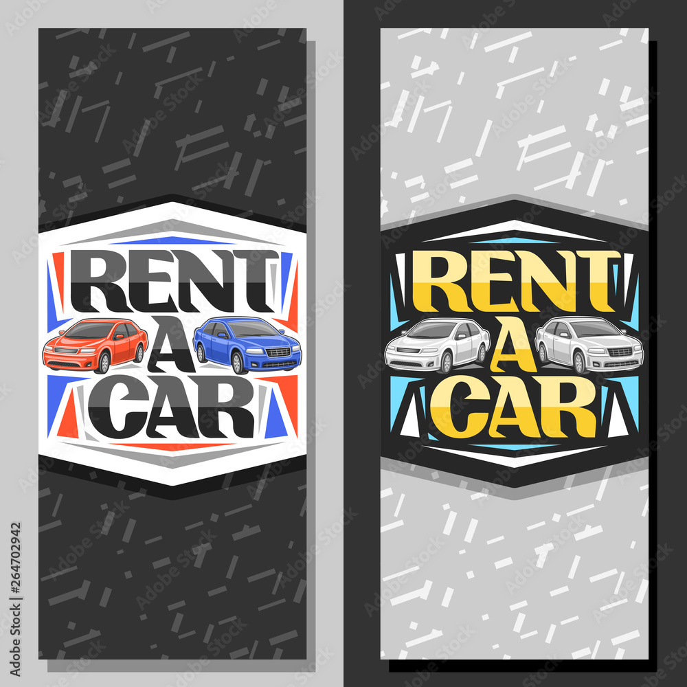 Vector layouts for Rent a Car, coupons with 2 cartoon different ...