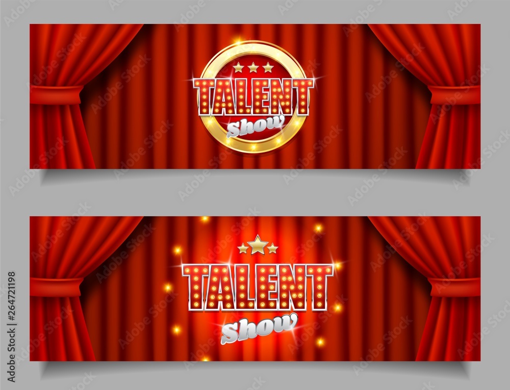 Talent show vector horizontal banner template set Stock Vector | Adobe ...
