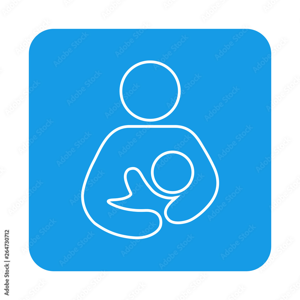 Icono plano lineal lactancia en cuadrado color azul Stock Illustration ...