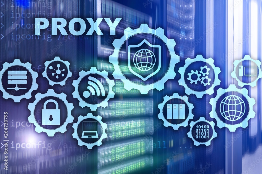 Proxy server. Cyber security. Concept of network security on virtual ...