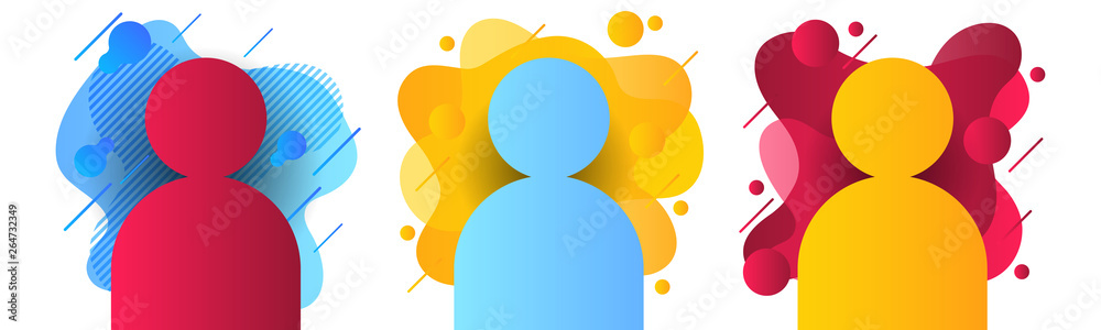 Liquid person shape. Human in suit avatar. Abstract shape. Gradient ...
