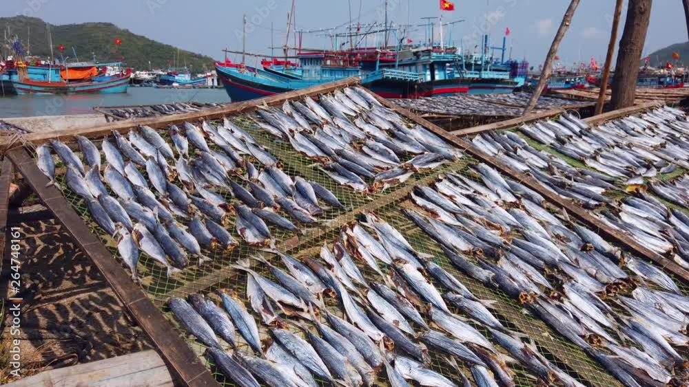 Catch is dried fish snack prey on pallets. Pier bay ships fishing ...