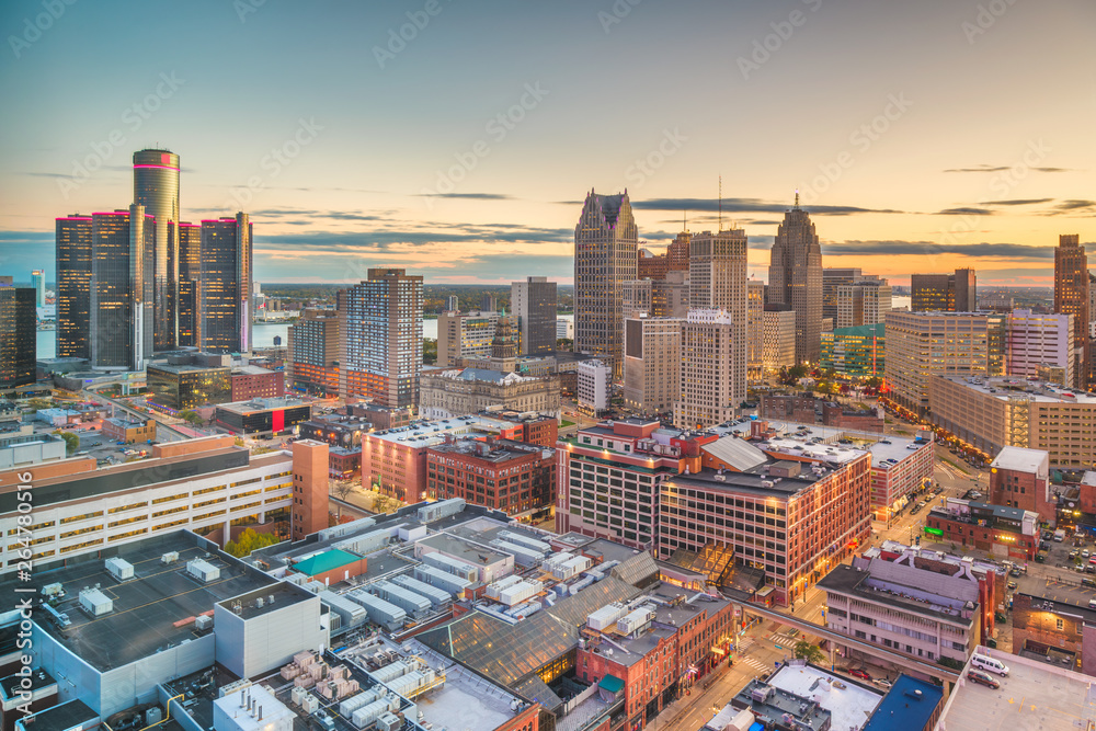 Detroit, Michigan, USA downtown skyline from above Stock Photo | Adobe ...