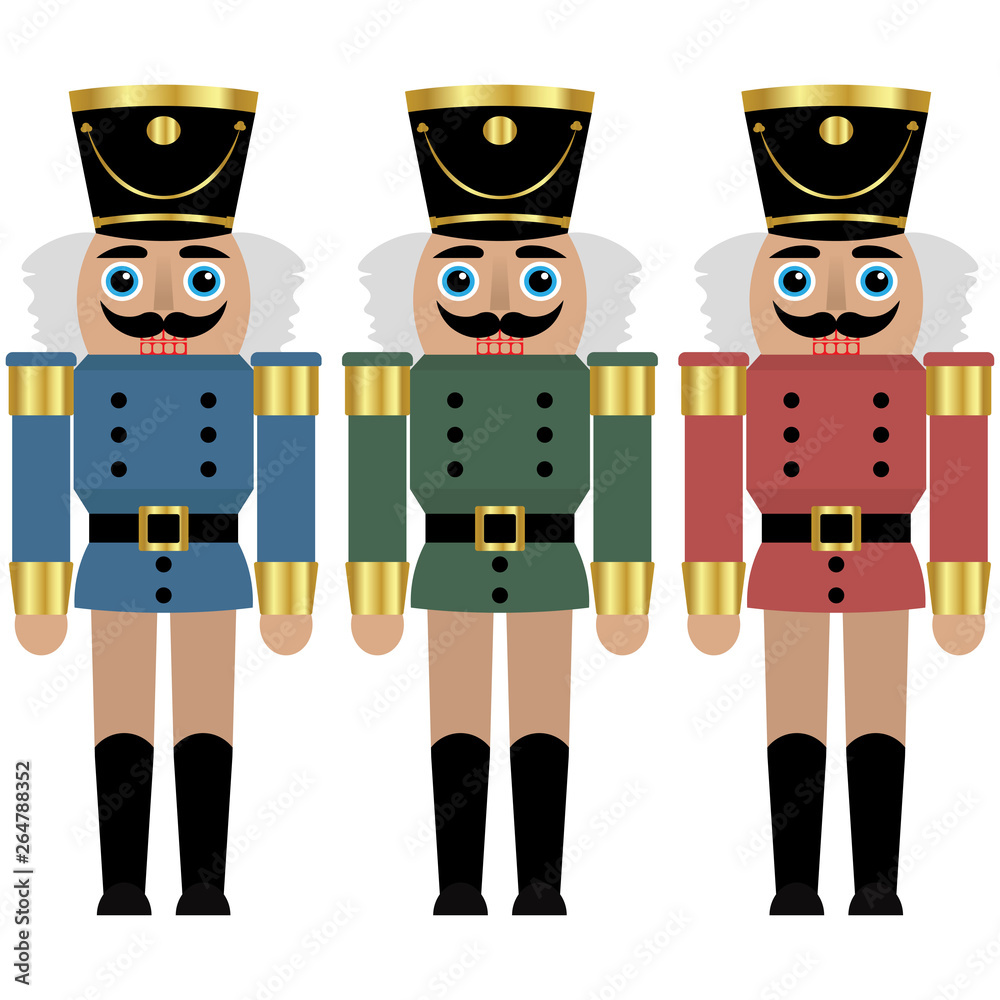 set of a three nutcracker toy soldier Stock Vector | Adobe Stock