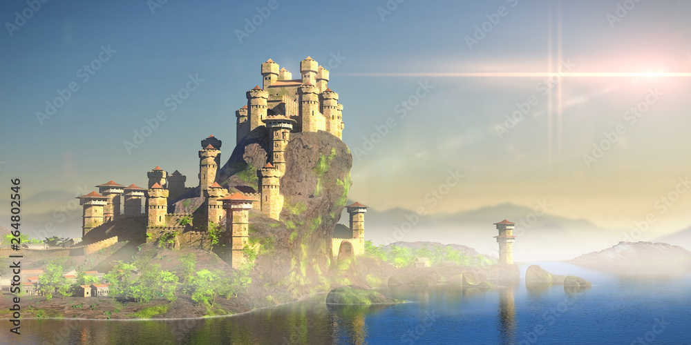 Medieval Village With Castle